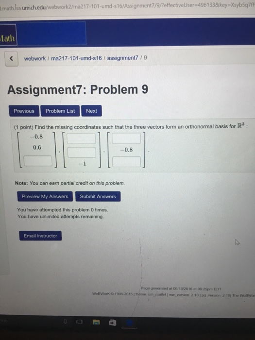 Solved lichigan Math webwork/ ma217-101-umd-s16/ assignment7 | Chegg.com