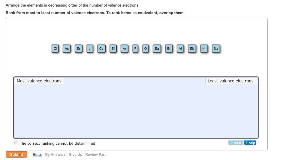 Solved Arrange the elements in decreasing order of the | Chegg.com
