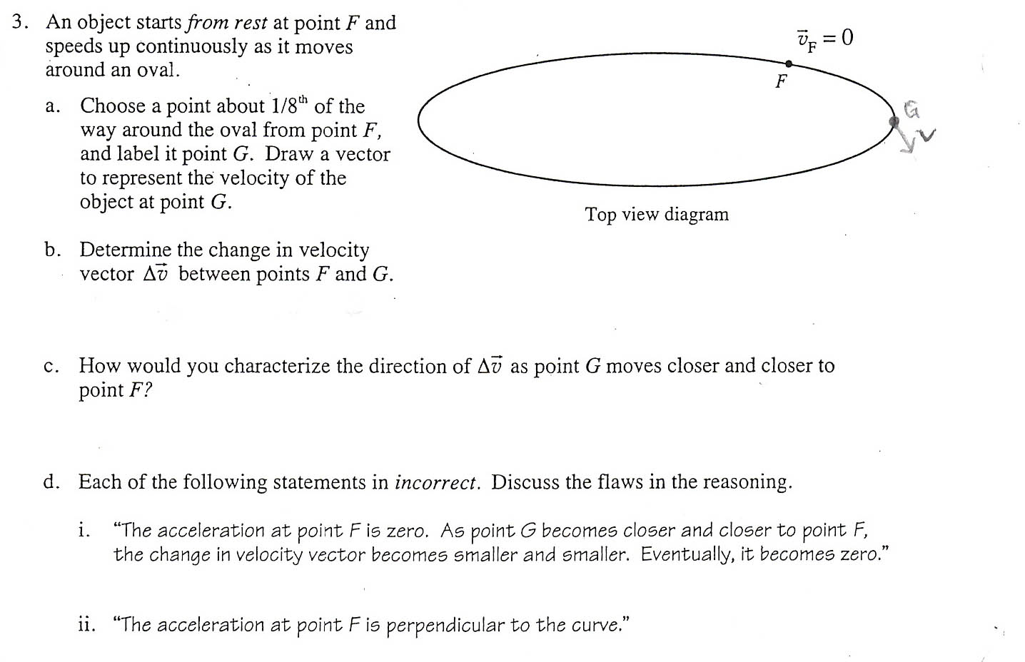 Solved An object starts from rest at point F and speeds up | Chegg.com
