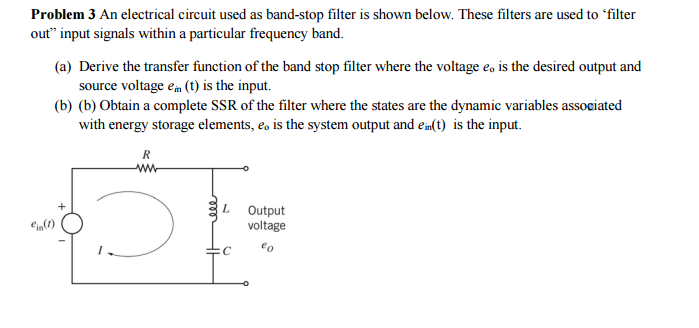 Solved Find the SSR and Transfer Function of the circuit | Chegg.com
