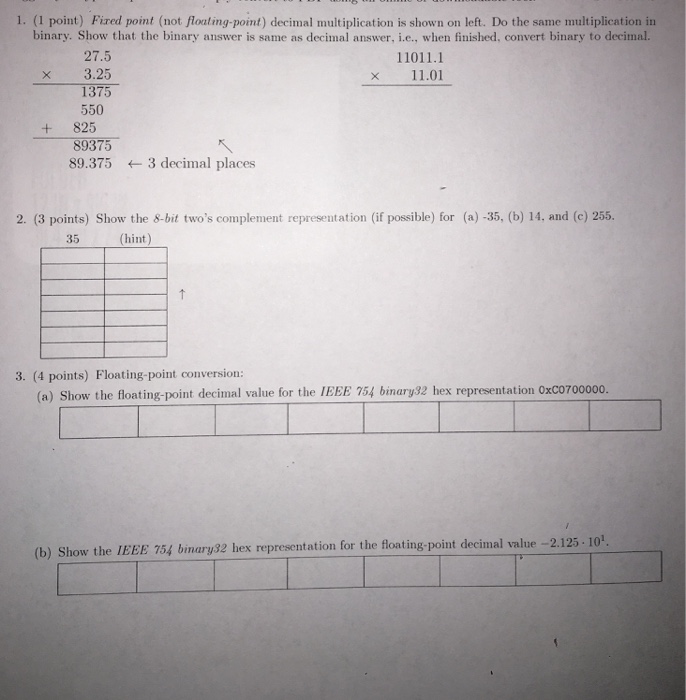 Solved Fixed point (not floating-point) decimal | Chegg.com