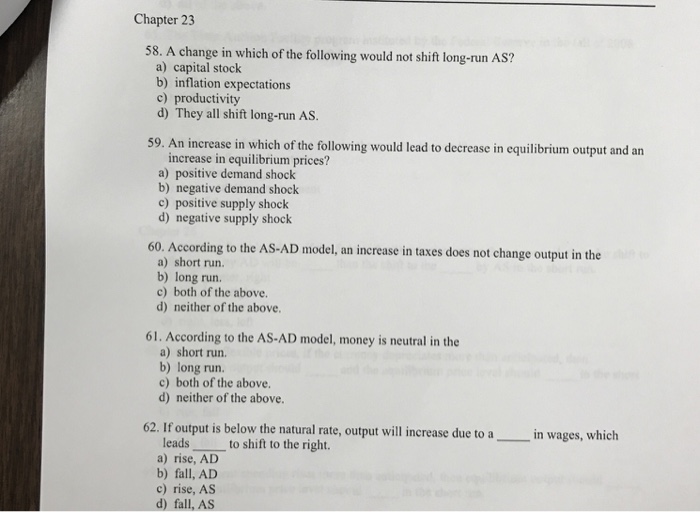 Solved A change in which of the following would not shift | Chegg.com