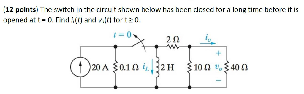 Solved (12 points) The switch in the circuit shown below has | Chegg.com