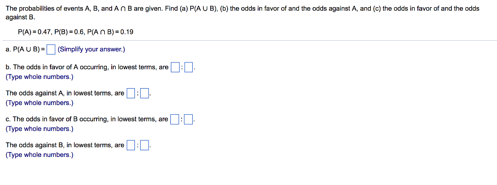 Solved The probabilities of events A, B, and A Intersection | Chegg.com