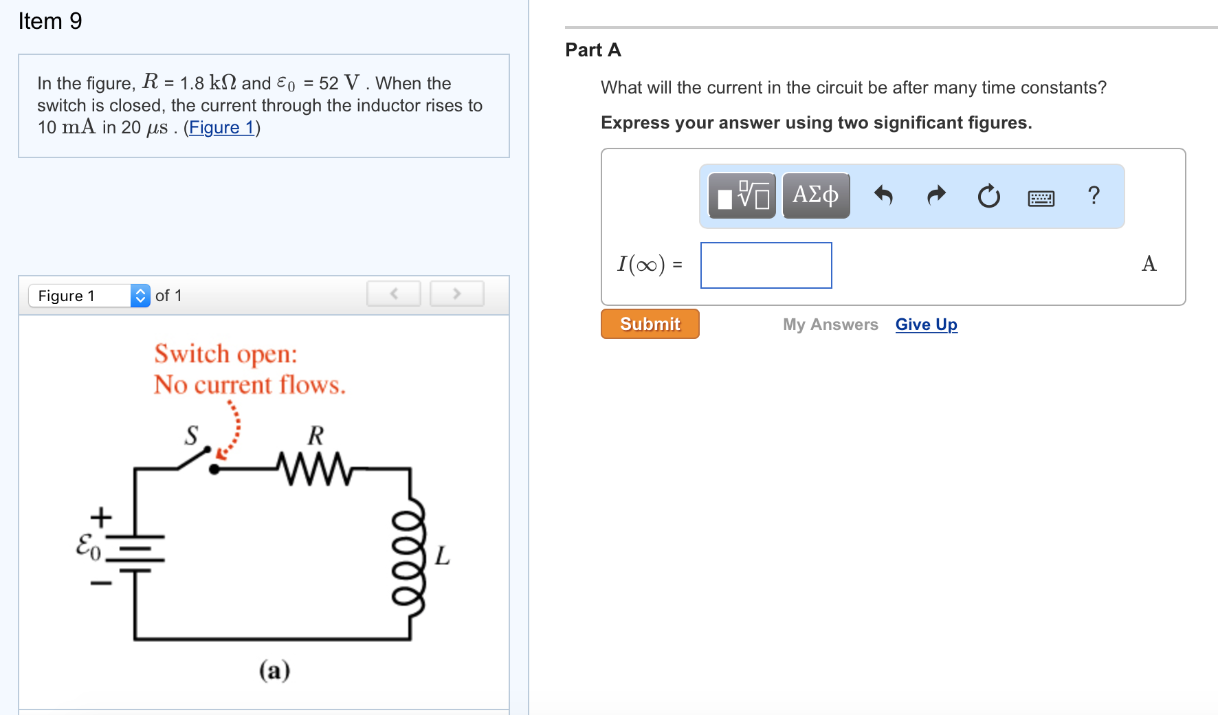 Solved Item 7 Part A The current in an inductor is changing | Chegg.com