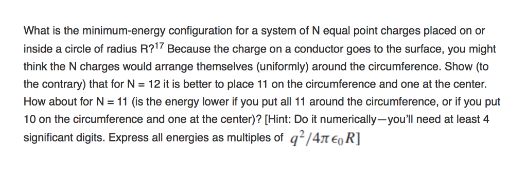Solved What is the minimum-energy configuration for a system | Chegg.com
