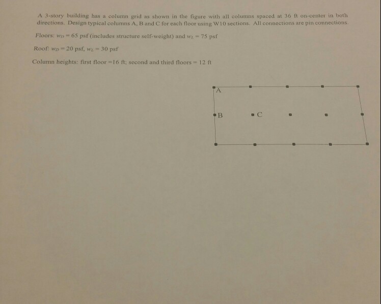 Solved A 3-story building has a column grid as shown in the | Chegg.com