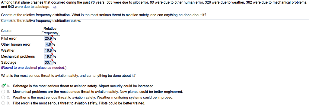 Solved Among fatal plane crashes that occurred during the | Chegg.com
