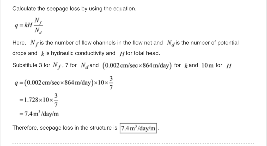 Solved Refer to Problem 8.5. Using the flow net drawn, | Chegg.com