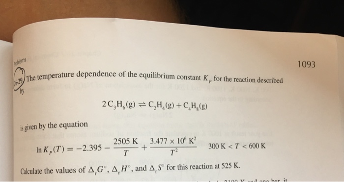 Solved The Temperature Dependence Of The Equilibrium