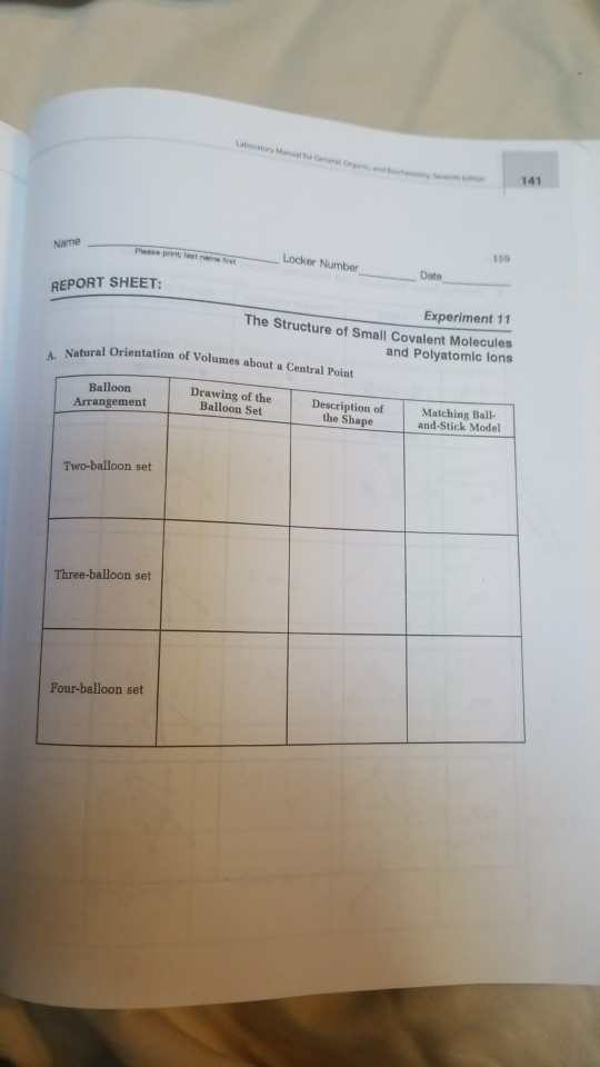 Solved 141 159 Name Locker Number_ Date REPORT SHEET | Chegg.com