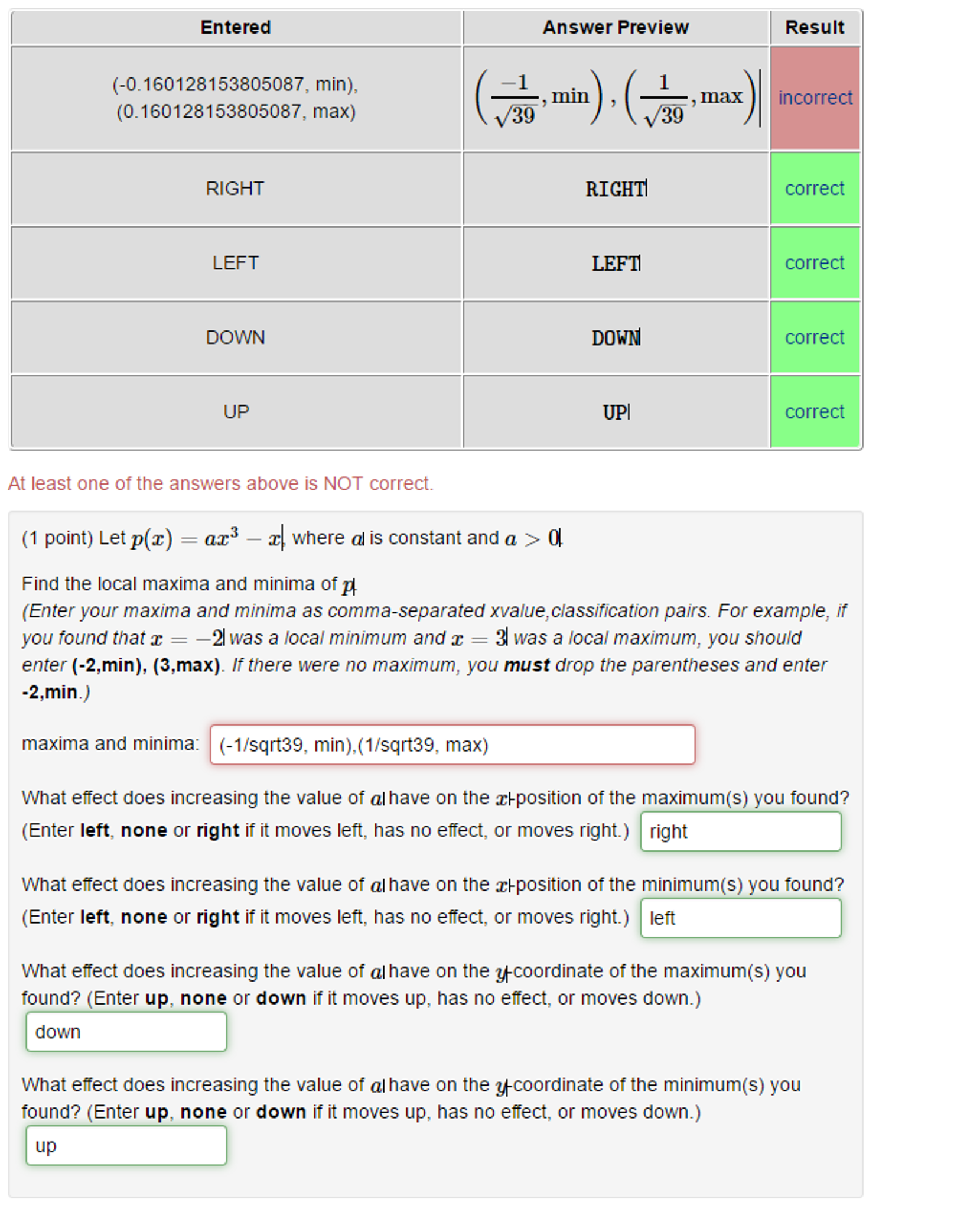 Solved Let p(x) = ax^3 - x, where a is constant and a > 0. | Chegg.com