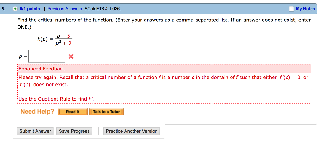 Solved 5. +0/1 points | Previous Answers SCalcET8 4.1.036 My | Chegg.com