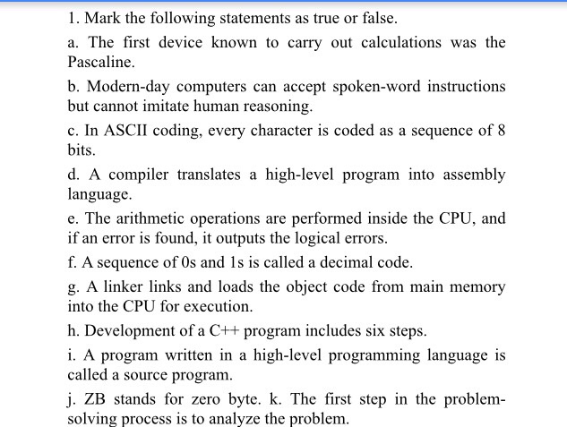 Solved Mark the following statements as true or false. The | Chegg.com