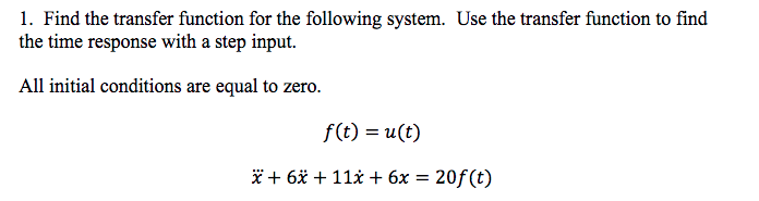 Solved 1. Find the transfer function for the following | Chegg.com