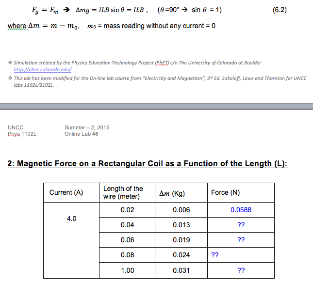 Solved F_g = F_m rightarrow Delta mg = ILB sin theta = ILB, | Chegg.com