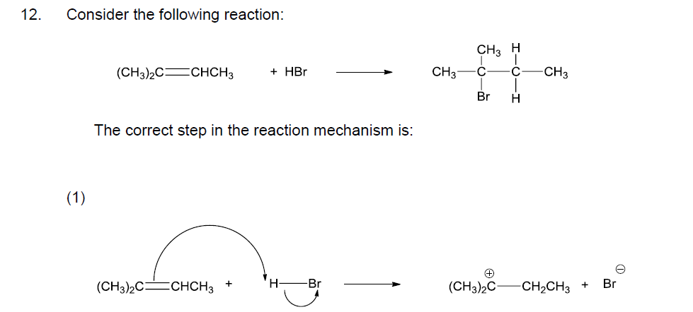 Solved 12. Consider the following reaction: CH2 H CH3C CCH3 | Chegg.com