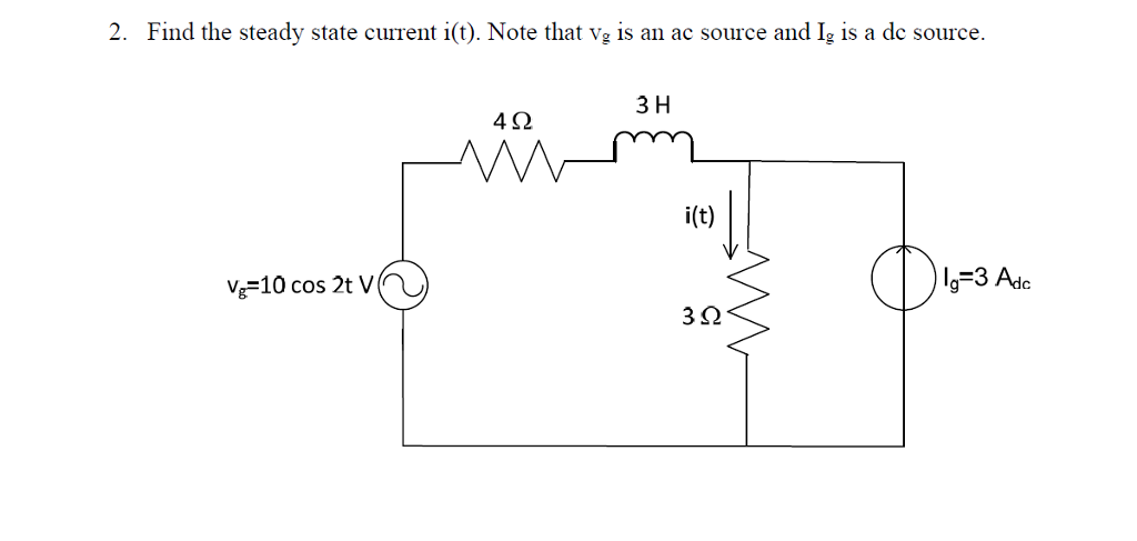 Solved Find the steady state current i(t). Note that v_g is | Chegg.com