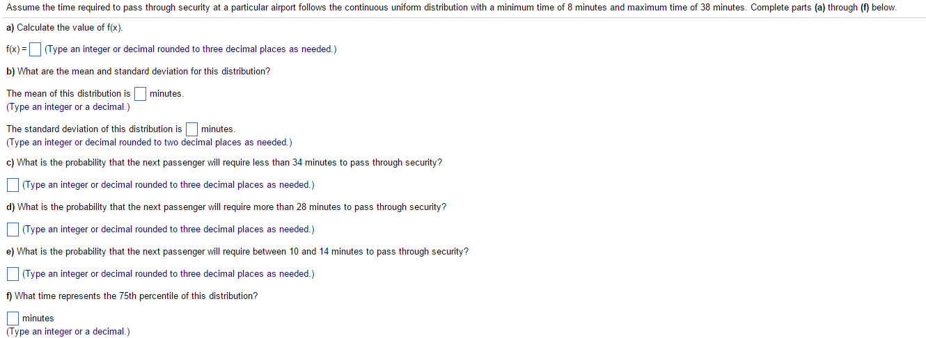 Assume the time required to pass through security at | Chegg.com