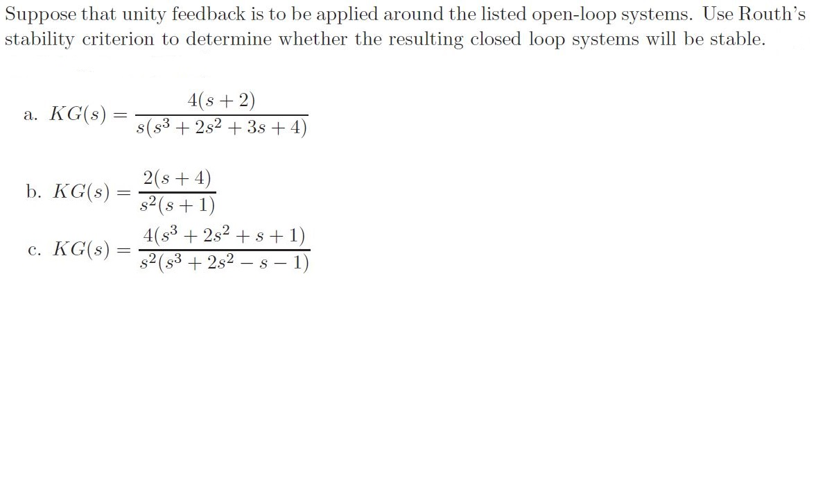 Solved Suppose that unity feedback is to be applied around | Chegg.com