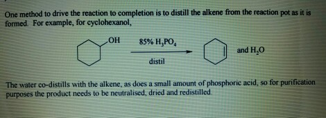 Solved In an experiment where cyclohexanol is dehydrated to | Chegg.com