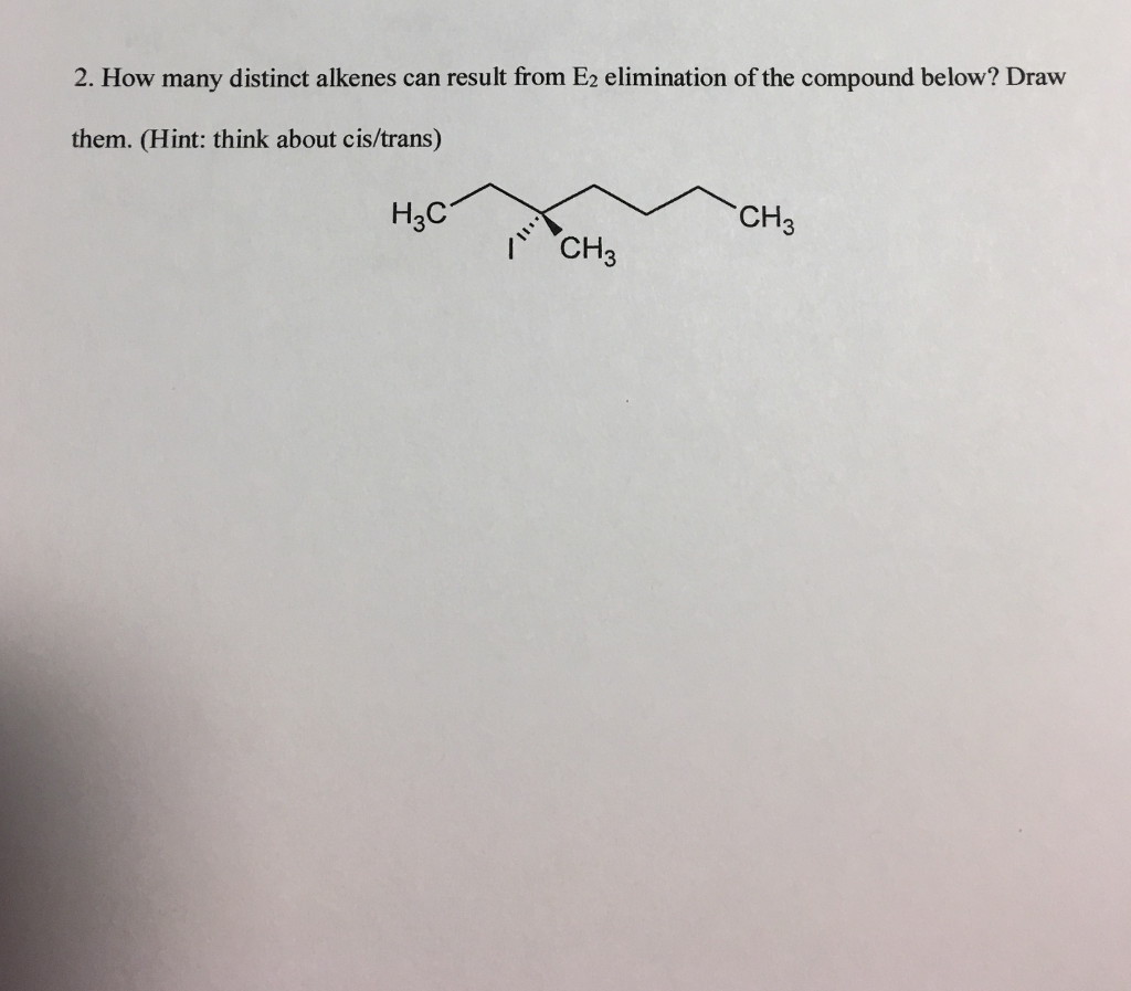 Solved 2. How many distinct alkenes can result from E2 | Chegg.com