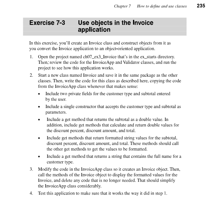 Solved In this exercise, you'll create an Invoice class and | Chegg.com