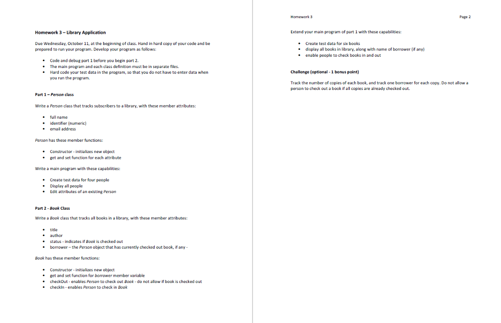 Solved Homework 3 Page 2 Homework 3-Library Application | Chegg.com