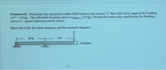 Solved Determine the minimum width of the beam to the | Chegg.com