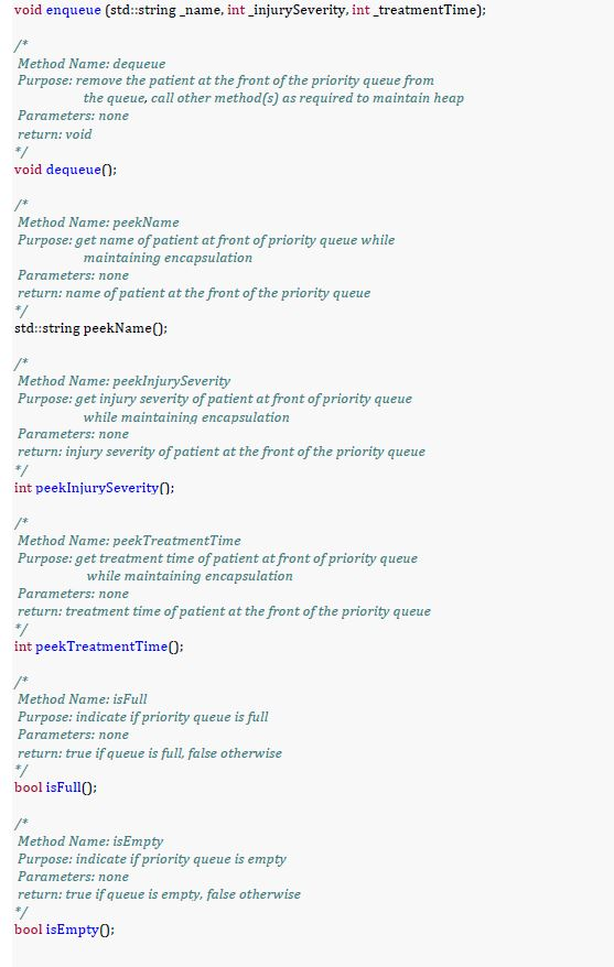 Solved C++ Priority Queue Problem: (Do not use pre-set | Chegg.com