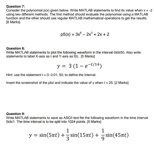 Solved Question 7: Consider the polynomial p(x) given below. | Chegg.com