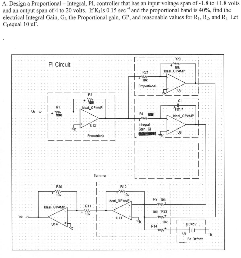 Design a Proportional - Integral, PI, controller that | Chegg.com