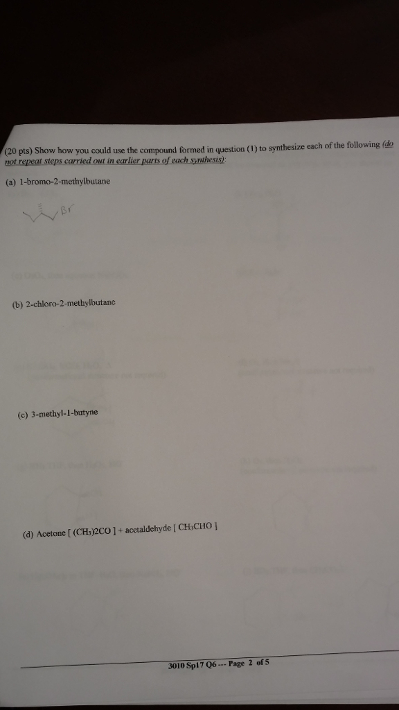 Solved (20 pts) Show how you could use the compound formed | Chegg.com