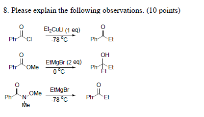 Solved 8. Please explain the following observations. (10 | Chegg.com