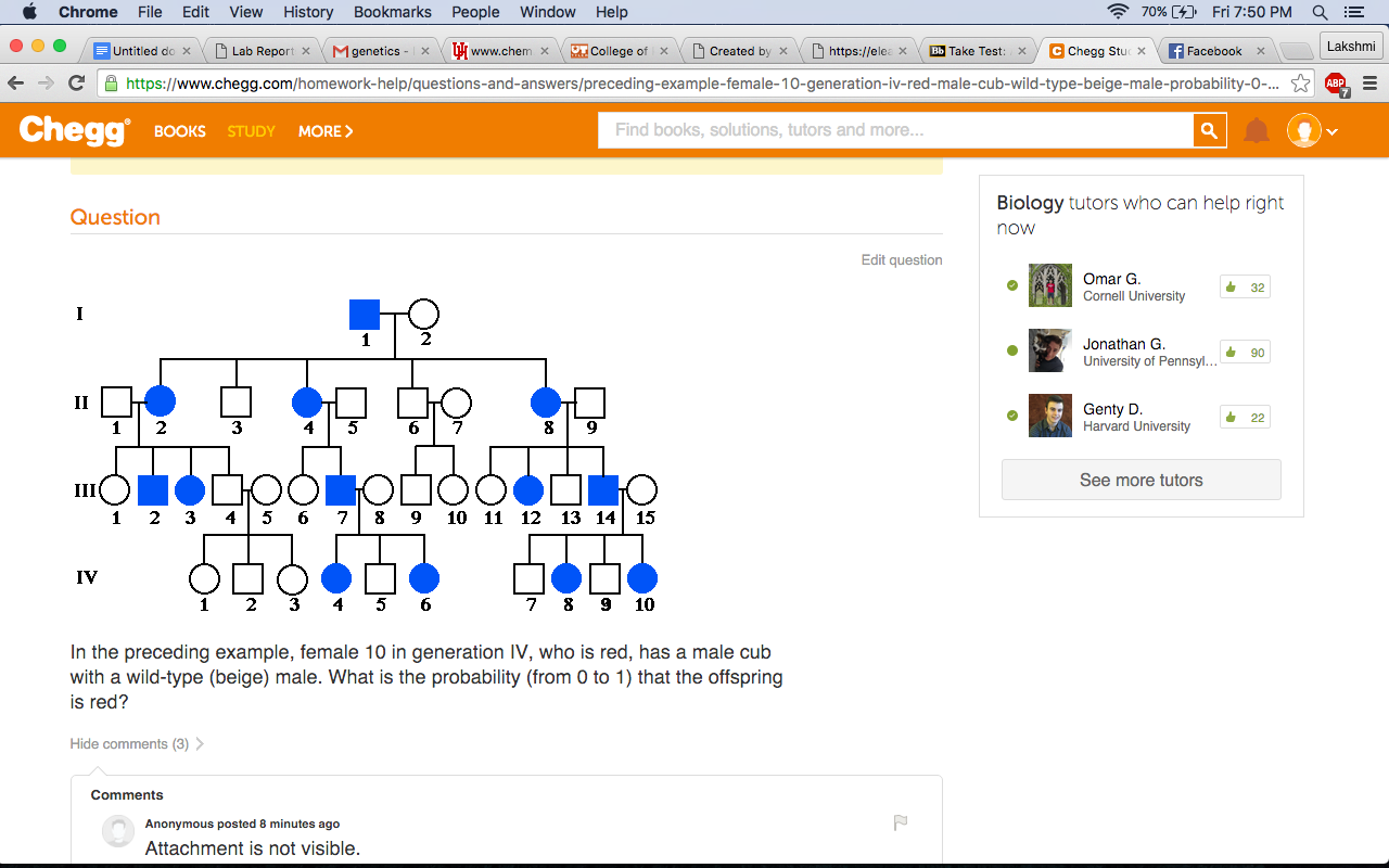 Solved: In The Preceding Example, Female 10 In Generation ... | Chegg.com