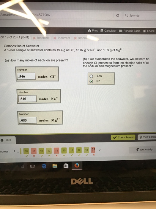 Solved Composition of Seawater A 1- liter sample of | Chegg.com