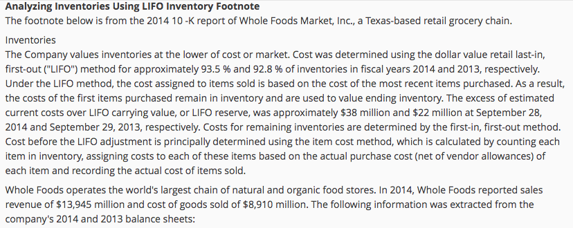Solved Analyzing Inventories Using LIFO Inventory Footnote | Chegg.com