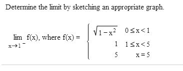 Solved Determine the limit by sketching an appropriate | Chegg.com