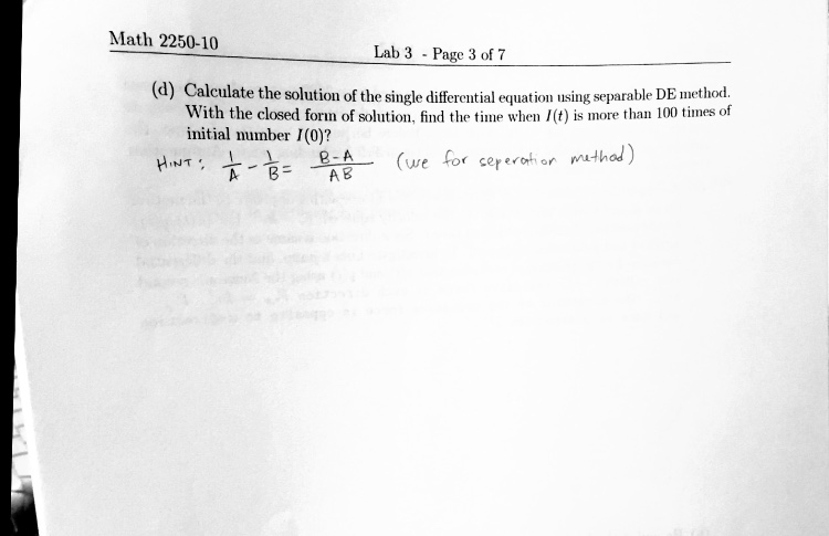 Solved Math Lab #3 Differential Equations Question #1 Parts | Chegg.com