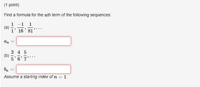 Solved Find a formula for the nth term of the following | Chegg.com