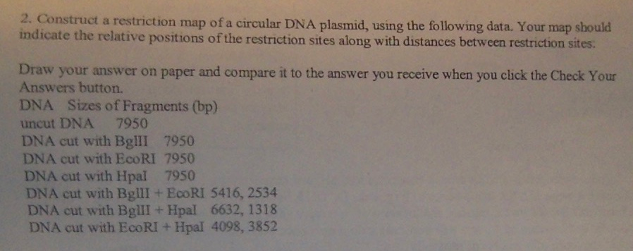 Solved 2. Construct a restriction map of a circular DNA | Chegg.com