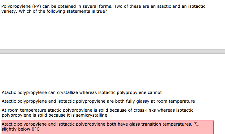 Solved Polypropylene (PP) can be obtained in several forms. | Chegg.com