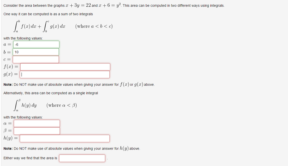 Solved Consider the area between the graphs x + 3y = 22 and | Chegg.com