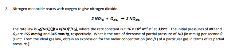 Solved Nitrogen monoxide reacts with oxygen to give nitrogen | Chegg.com