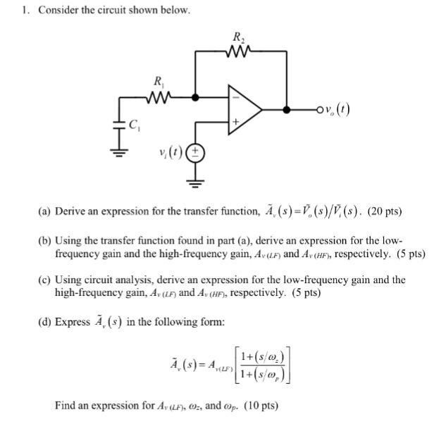 Solved Consider the circuit shown below. Derive an | Chegg.com
