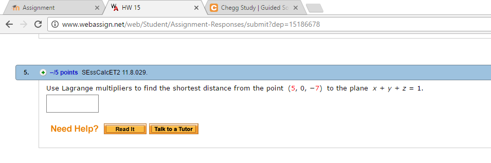 Solved x C chegg study I Guided sc x WA HW 15 Tn Assignment | Chegg.com