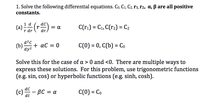 Solved 1. Solve the following differential equations. Co. | Chegg.com