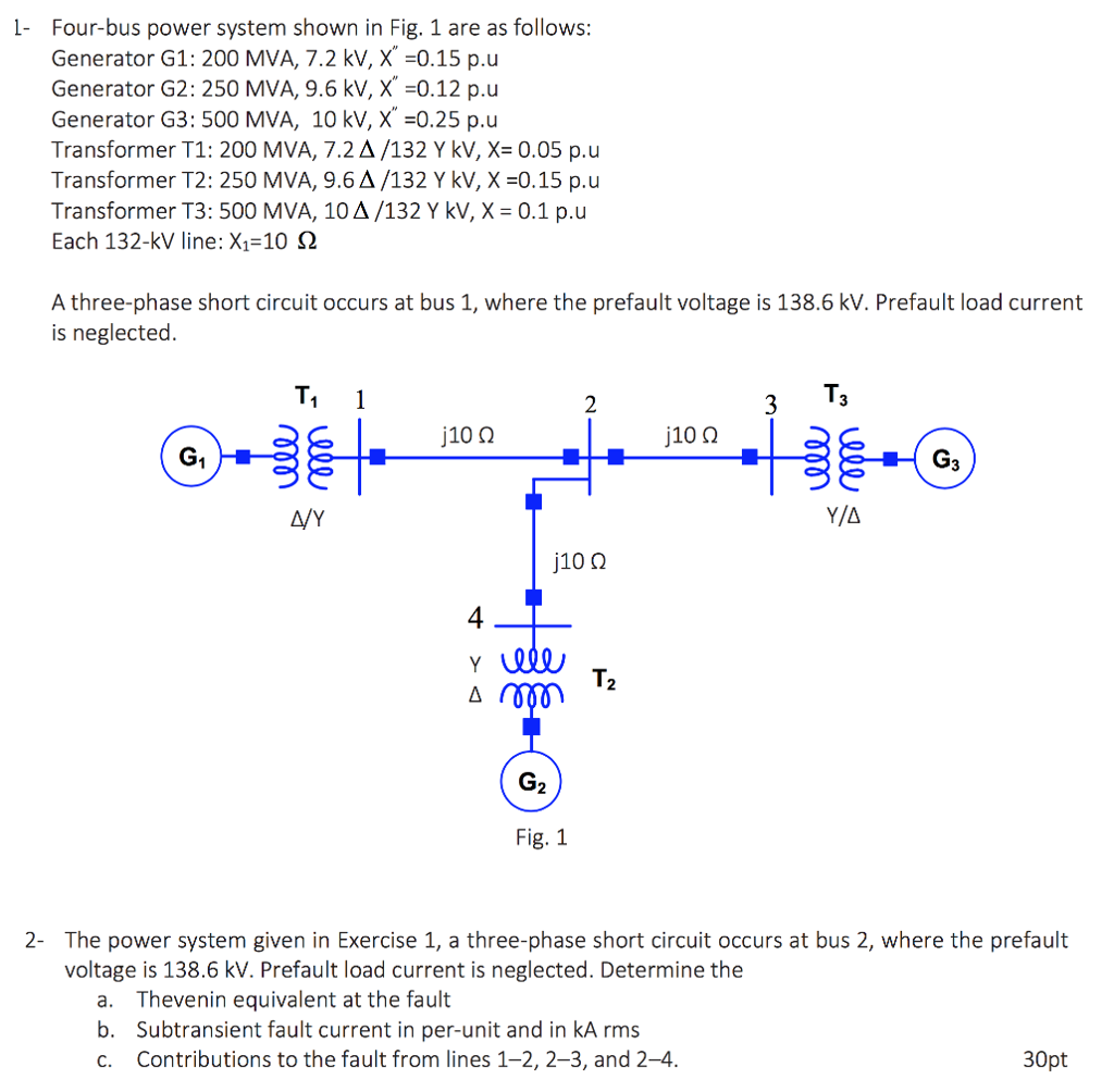 Solved Four-bus power system shown in Fig. 1 are as follows: | Chegg.com