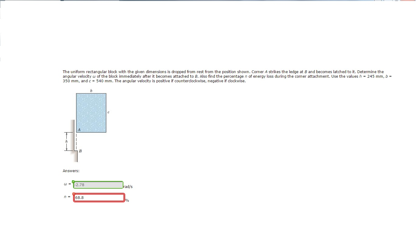 Solved The uniform rectangular block with the given | Chegg.com