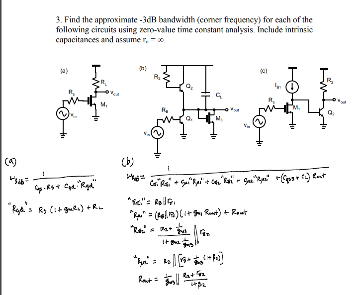 3. Find the approximate -3dB bandwidth (corner | Chegg.com
